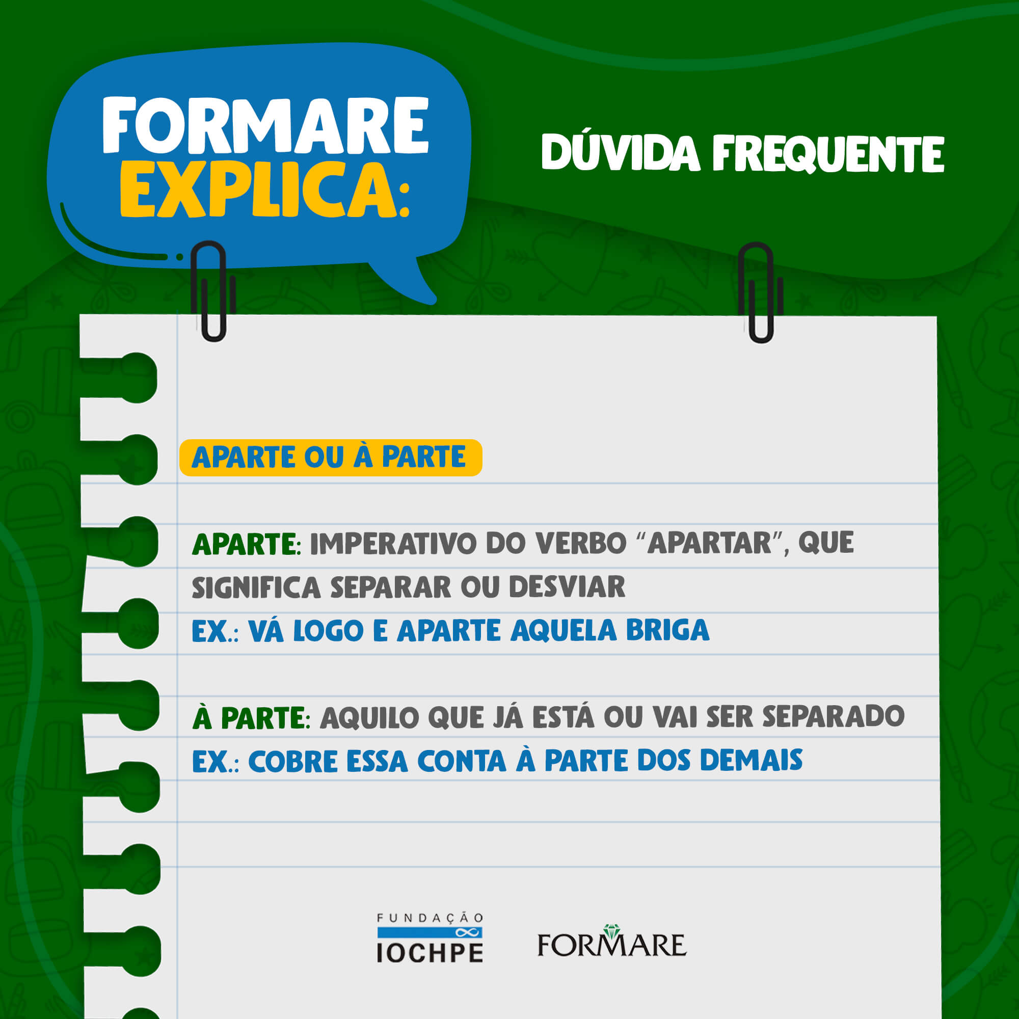 Formare Explica: Aparte e À parte - Fundaçao IOCHPE