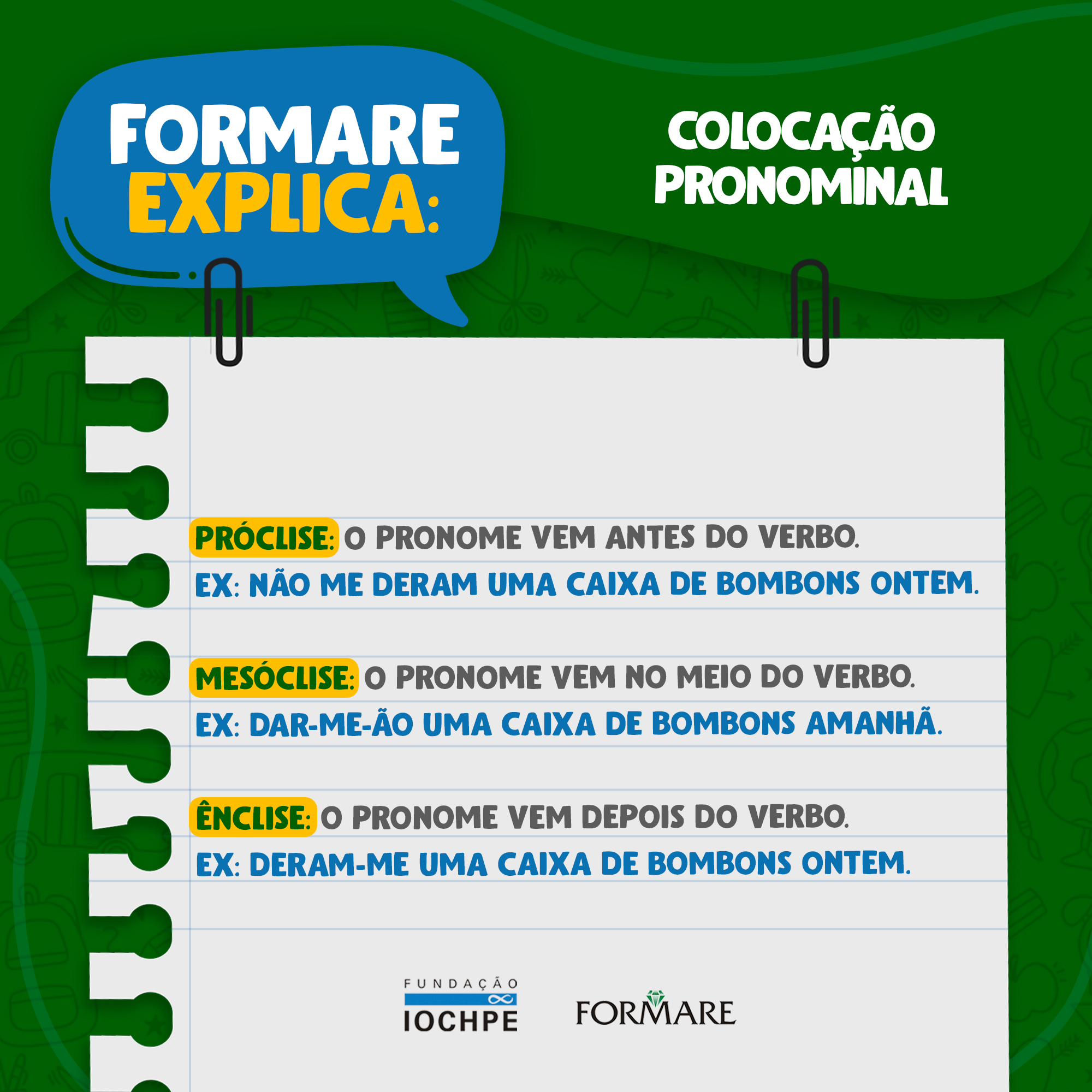 Formare Explica: Uso da colocação pronominal - Fundaçao IOCHPE