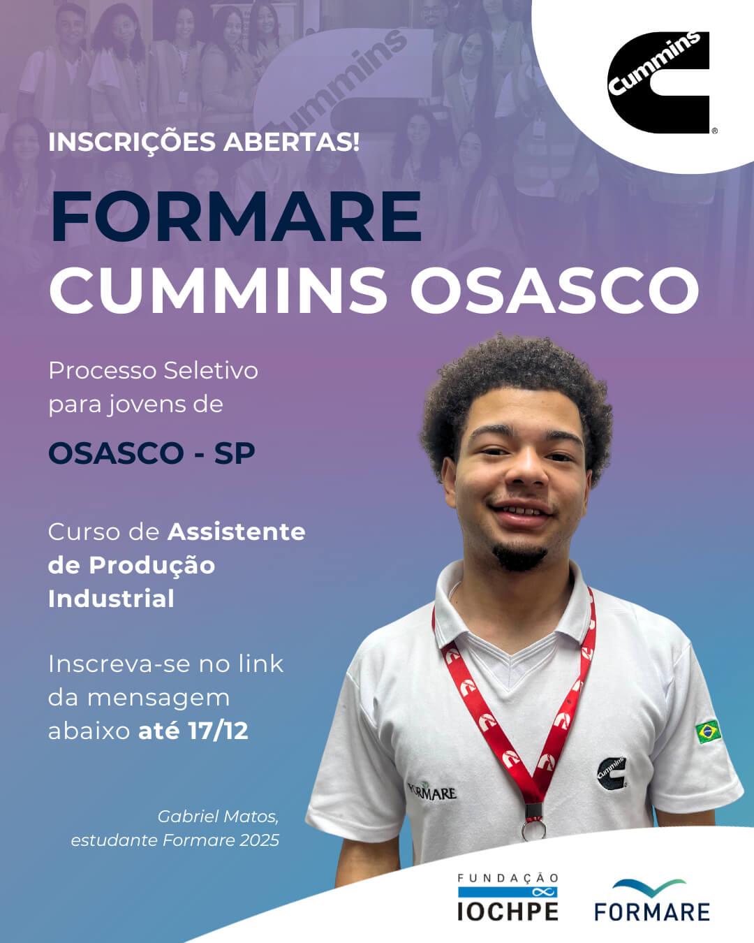 Processo Seletivo Formare - Cummins - Fundaçao IOCHPE